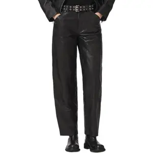 ALLSAINTS Manta Wide Leg Leather Trousers - Black