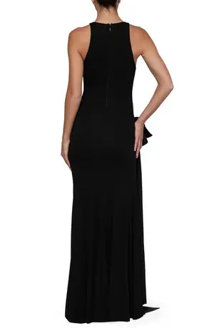 L'Agence Frost Shirred Racerback Bow Gown