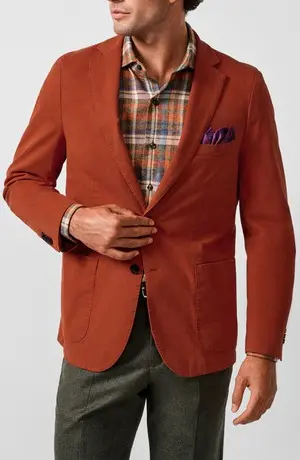 David Donahue Stretch Cotton And Cashmere Sport Coat - Spice