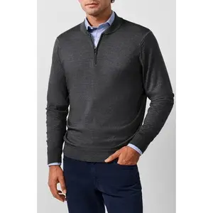 David Donahue Wool Blend Quarter Zip Sweater - Steel