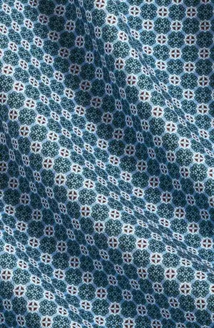 David Donahue Geometric Print Pima Cotton Shirt - Hunter/multi