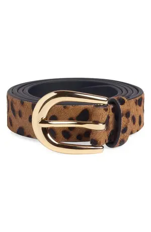 FAVORITE DAUGHTER Skinny Calf Hair Belt - Leopard