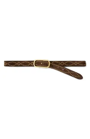 Veronica Beard Studded Leather Belt - Espresso