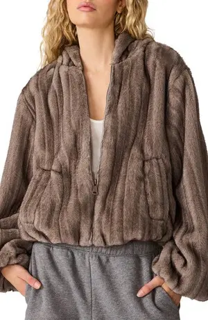 Steve Madden Mavis Faux Fur Jacket - Silver Grey