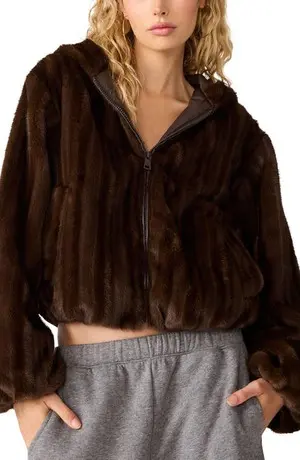 Steve Madden Mavis Faux Fur Jacket Wolf Brown