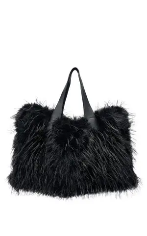 AZALEA WANG Confidante Faux Fur Handbag - Black