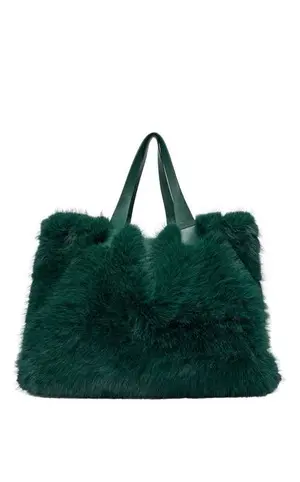 AZALEA WANG Confidante Faux Fur Handbag - Emerald