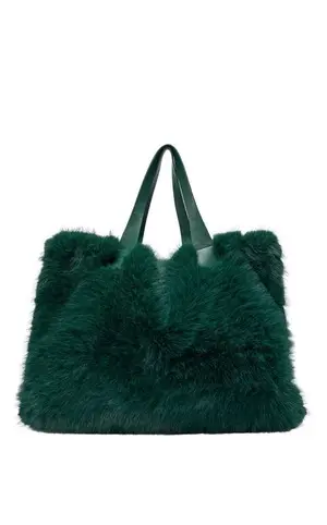 AZALEA WANG Confidante Faux Fur Handbag - Emerald