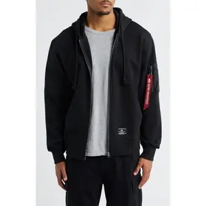 Alpha Industries Utility Pocket Full-zip Hoodie - Black