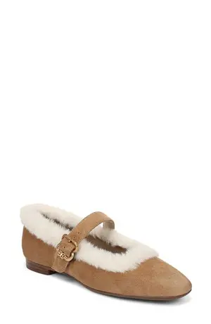 Sam Edelman Michaela Faux Fur Trim Mary Jane Flat