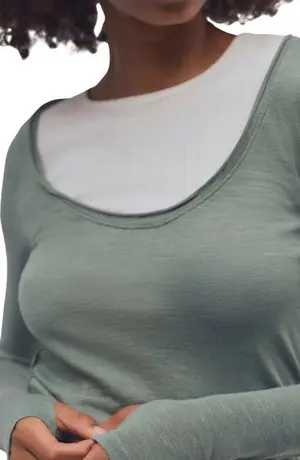 Free People Siren Long Sleeve Top - Olive Leaf