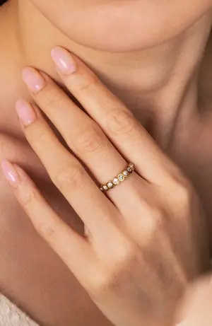 MINT & LILY Bezel Set Eternity Stacking Ring - Silver