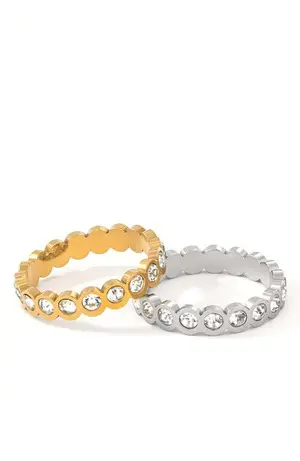MINT & LILY Bezel Set Eternity Stacking Ring - Silver