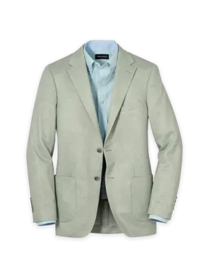 PAUL FREDRICK Cotton Blend Single Breasted Notch Lapel Knit Sport Coat - Light Green