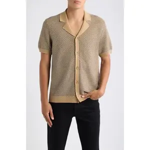 BOSS Lomare Cotton Button-up Sweater - Medium Beige