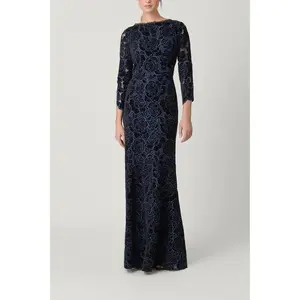 Shoshanna Monroe Velvet Lace Brianna Dress - Jet/navy
