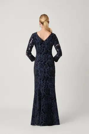 Shoshanna Monroe Velvet Lace Brianna Dress