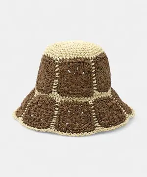 PETER GRIMM Serafina Crocheted Bucket Hat - Natural/brown