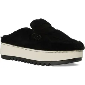 Aquatalia Amata Genuine Shearling Mule - Black/shearling