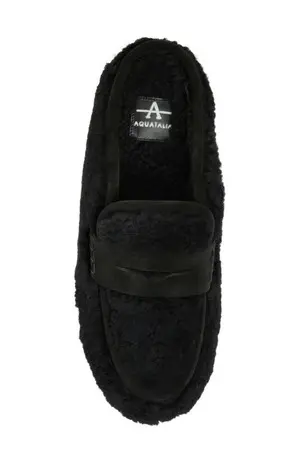 Aquatalia Amata Genuine Shearling Mule - Black/shearling