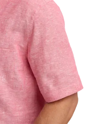 PAUL FREDRICK Slim Fit Linen Blend Solid Casual Shirt - Light Red