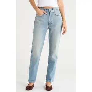 RE/DONE Pipe Distressed High Waist Jeans - Worn Blue