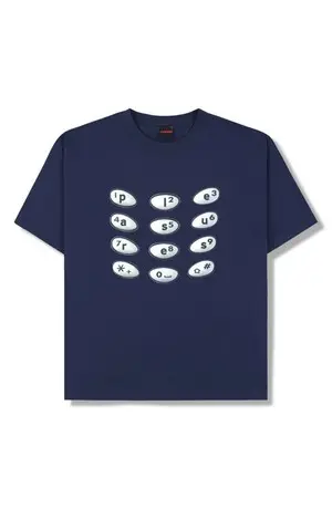 PLEASURES Buttons Graphic T-shirt - Navy