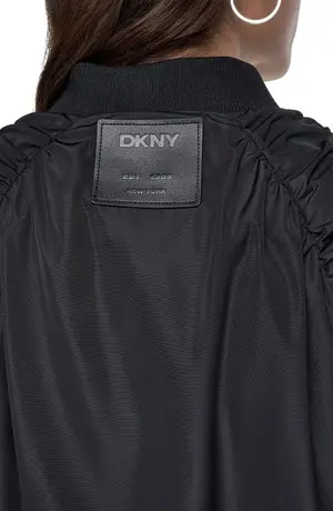 Dkny Ruched Pins & Patches Bomber Jacket - Black
