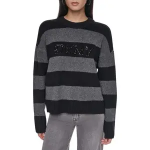 Dkny Sequin Logo Stripe Sweater