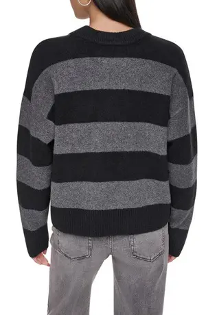Dkny Sequin Logo Stripe Sweater