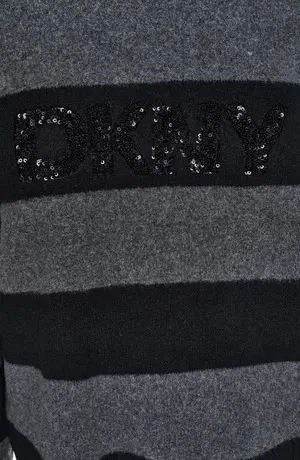 Dkny Sequin Logo Stripe Sweater