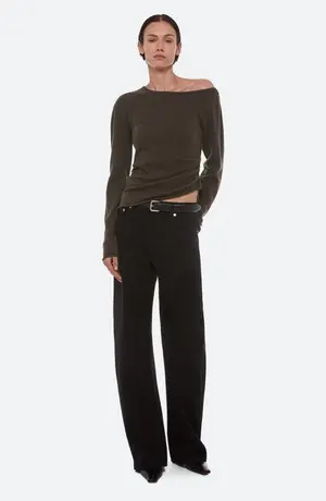 Helmut Lang Draped Asymmetric One-shoulder Wool Sweater - Gourd