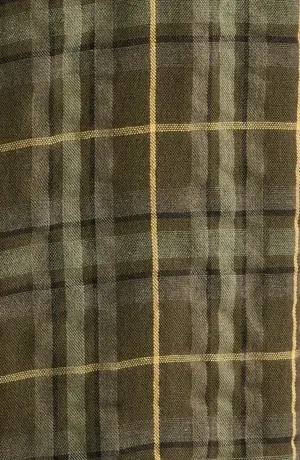 CORRIDOR Crinkle Plaid Cotton Blend Button-up Shirt - Olv