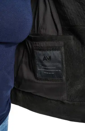 Andrew Marc Castile Nubuck Leather Moto Jacket - Black