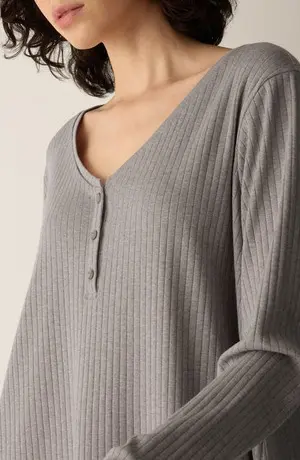 Eileen Fisher V-neck Henley Nightgown - Twine
