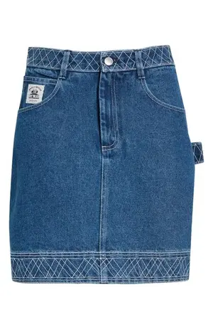 BODE Embroidered Denim Miniskirt - Indigo