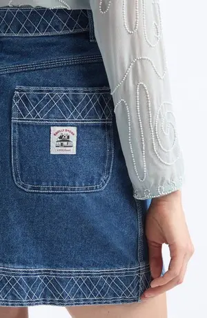 BODE Embroidered Denim Miniskirt - Indigo