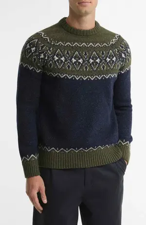 Barbour Tisbury Fair Isle Crewneck Sweater - Olive