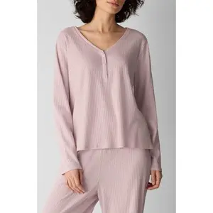 Eileen Fisher V-neck Organic Cotton Henley Pearlescent
