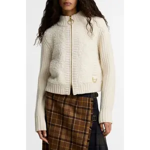 Barbour Hazelwood Knitted Zip Cardigan - Ecru