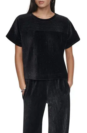 Dkny Metallic Velvet T-shirt Black