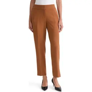 KASPER Flat Front Slim Pants Cinnamon