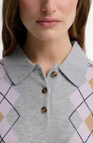 Barbour Fawne Argyle Merino Wool Sweater