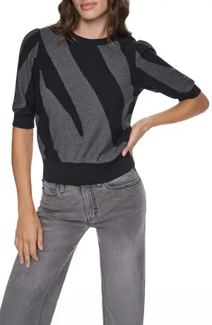 Dkny Metallic Colorblock Sweater - Blk/asphal