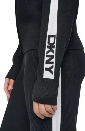 Dkny Logo Stripe Zip Hoodie