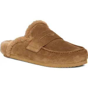 Paige Wynn Faux Fur Lined Leather Loafer Mule