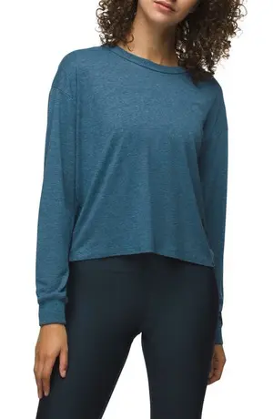 Prana Cozy Up Crewneck Long Sleeve T-shirt With Drop Shoulder - Root Green