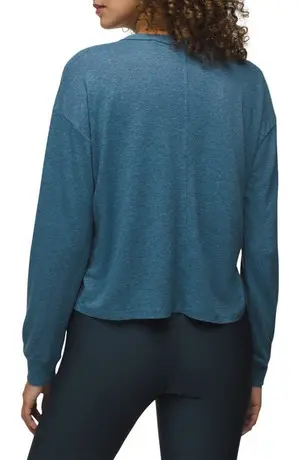 Prana Cozy Up Crewneck Long Sleeve T-shirt With Drop Shoulder - Root Green