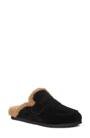 Paige Wynn Faux Fur Lined Flat Mule - Black