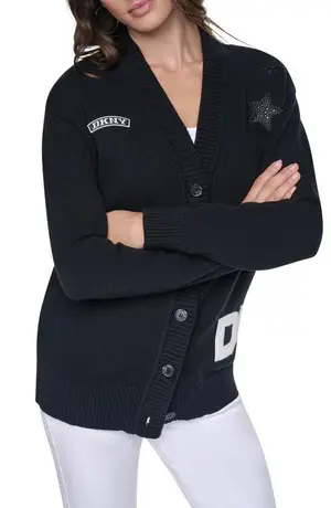 Dkny Pins Patches Cardigan - Black